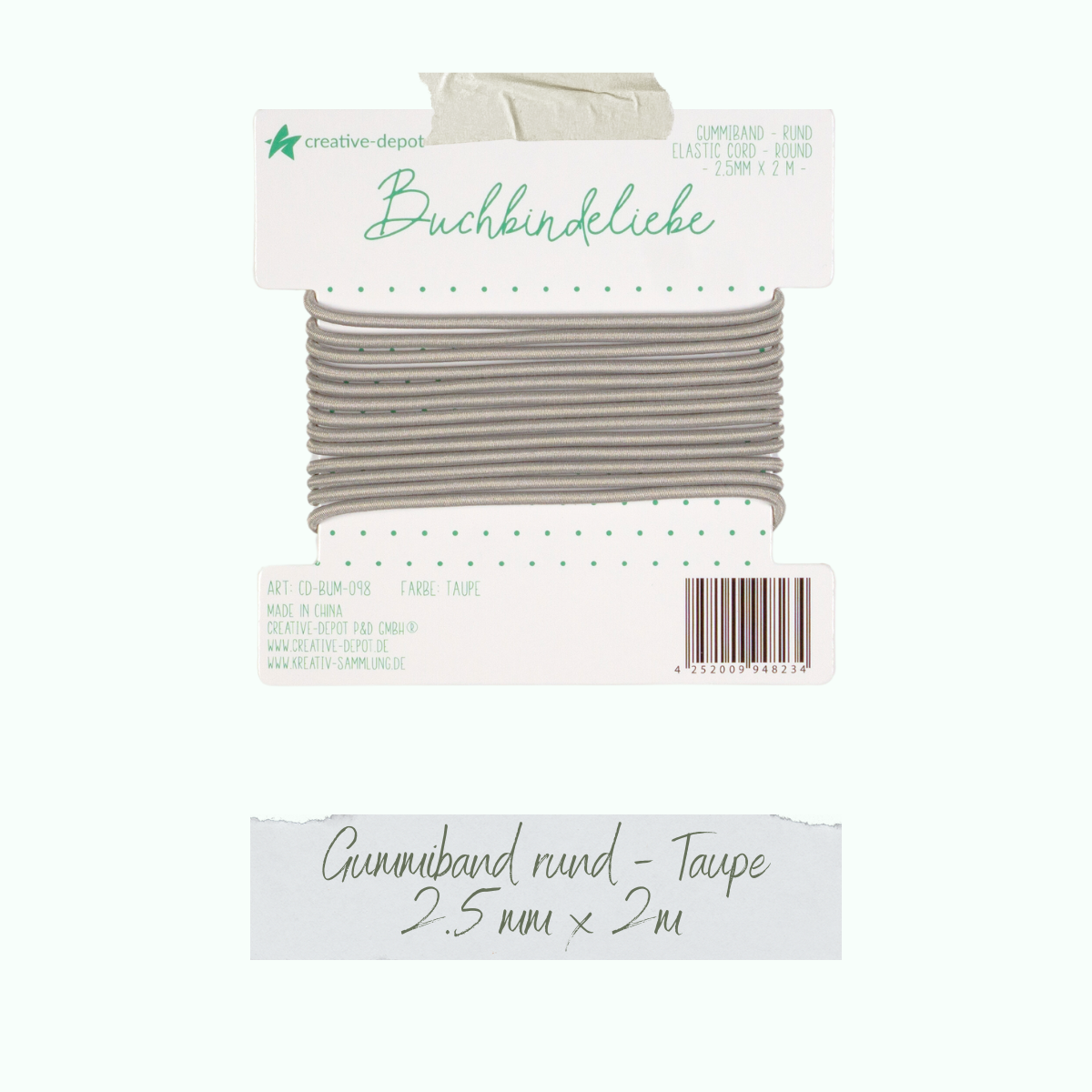 Buchbindeliebe - Gummiband - Taupe - rund