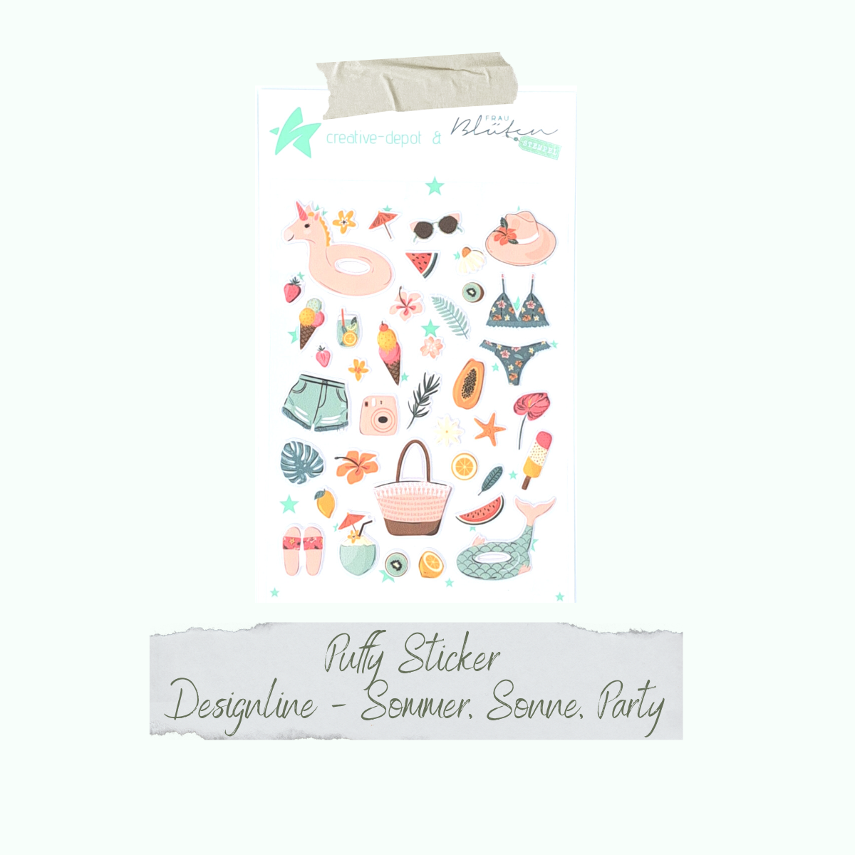Puffy Sticker - Designline - Sommer, Sonne, Party - A6 | CD-PS-004